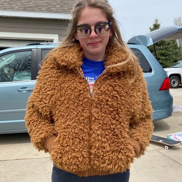 wild fable | Jackets & Coats | 300 Sale Wild Fable Brown Furry Bomber ...